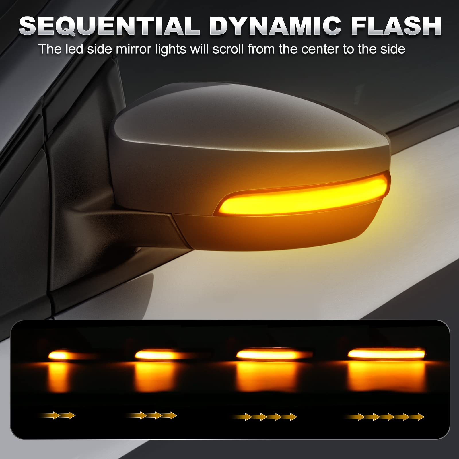 SUPAREE LED Turn Signal Light Side Mirror Marker Light Dynamic Sequential Side Mirror Turn Signal Replacement for 2012-2018 Ford Focus 3 MK3 SE ST RS, 2013-2018 Escape/Kuga Ecosport, 2013-2017 C-Max