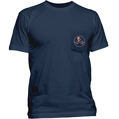 Salt Life Mens Skull and Poles Short Sleeve Classic Fit Shirt, Washed Navy, Medium