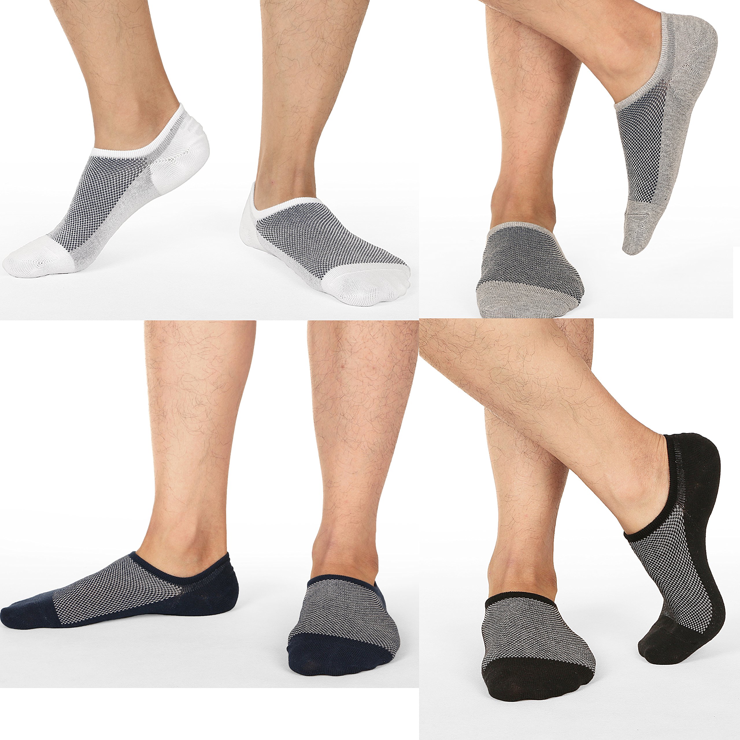 Mottee&Zconia Mens No Show Ankle Low Cut Invisible Socks Comfy Casual Non-Slip Socks 8 Pairs Size L