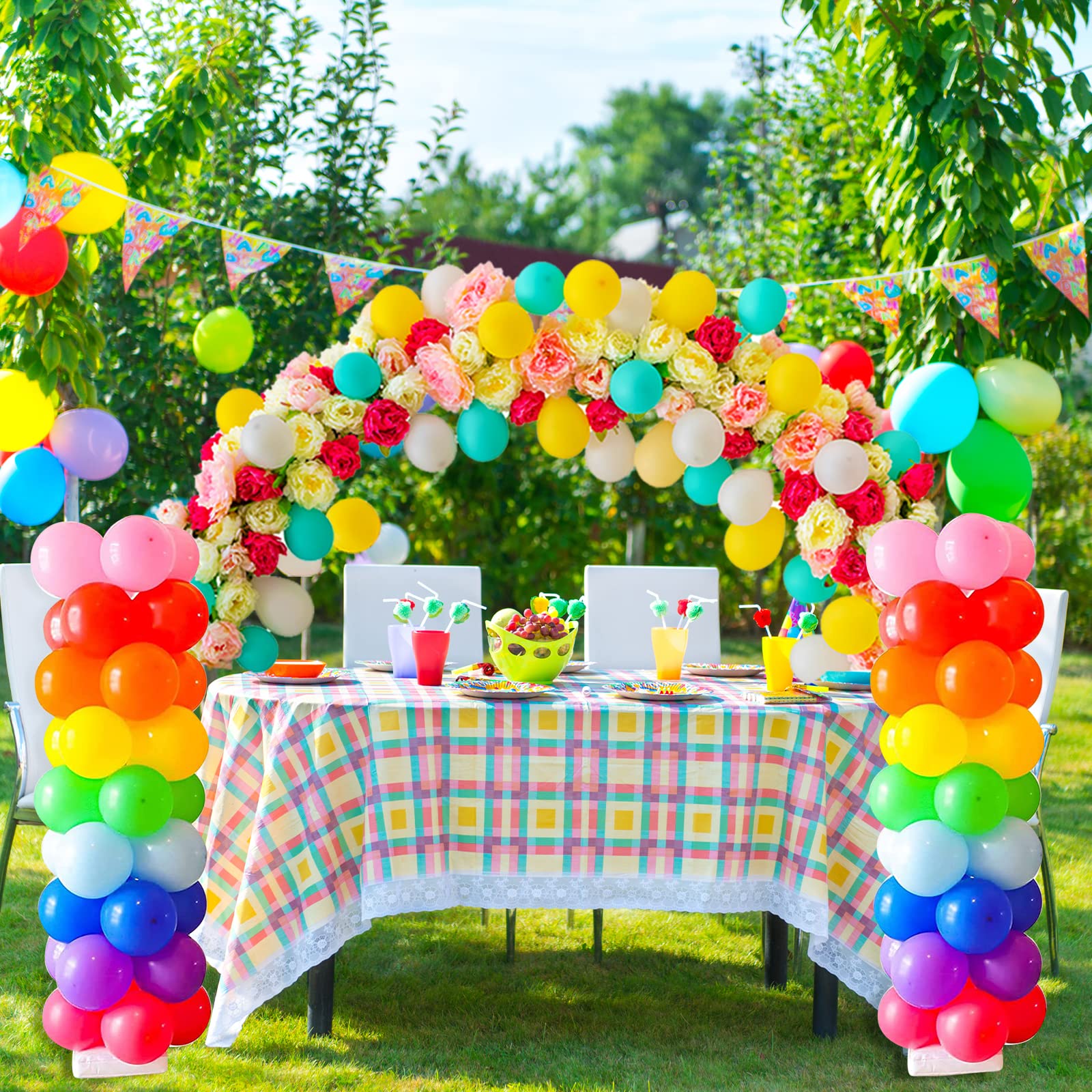 RUBFAC Table Balloon Arch Stand Kit for Wedding, Party, Graduation, Birthday, Photo Booth Decorations - 63 Inches, 2 Count