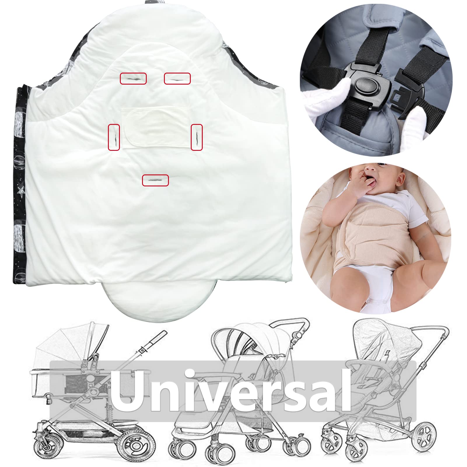 weallbuy Baby Bunting Bag for Strollers, Sleeping Bag with Pattern, 40 * 22.4 Inches Winter Footmuff for Toddler 0-36 Months (Star)