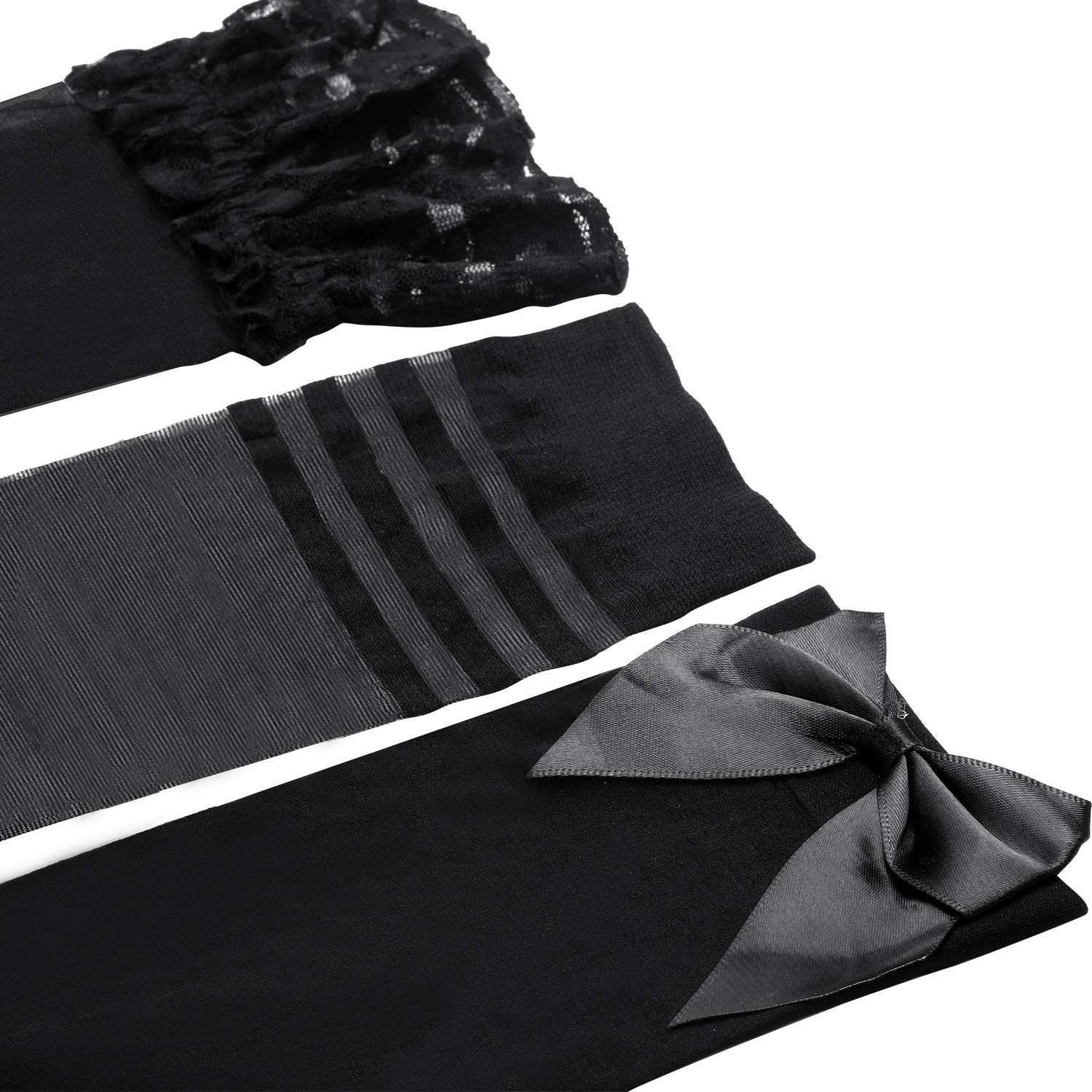 SATINIOR Silk Thigh High Stocking for Women Lace Silicone Socks Satin Bow Top Stocking