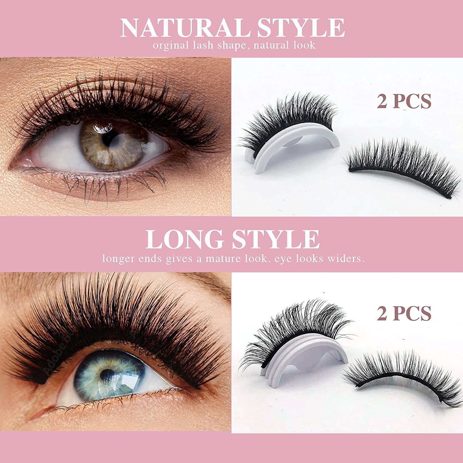 Self Adhesive Eyelashes, Reusable Self Adhesive Eyelashes, Self Adhesive Eyelashes Reusable Self Sticking, Reusable Eyelashes Self Adhesive, Reusable Self-adhesive Eyelashes Natural Look , Self Sticking, No Glue Eyelashes(2 Styles)