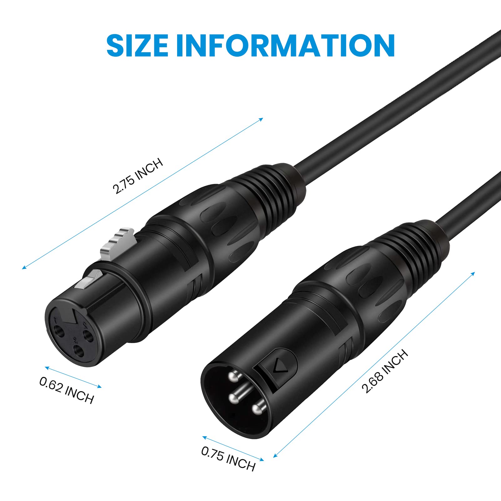 Moukey, 50ft XLR 50 Feet Microphone Male to Female Mic Cables Cord, Black 3-Pack