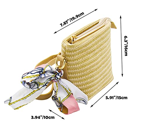 UEOE Straw Purse For Women Crossbody Bag Summer Rattan Beach Bag Wicker Shoulder Bag (Style A)