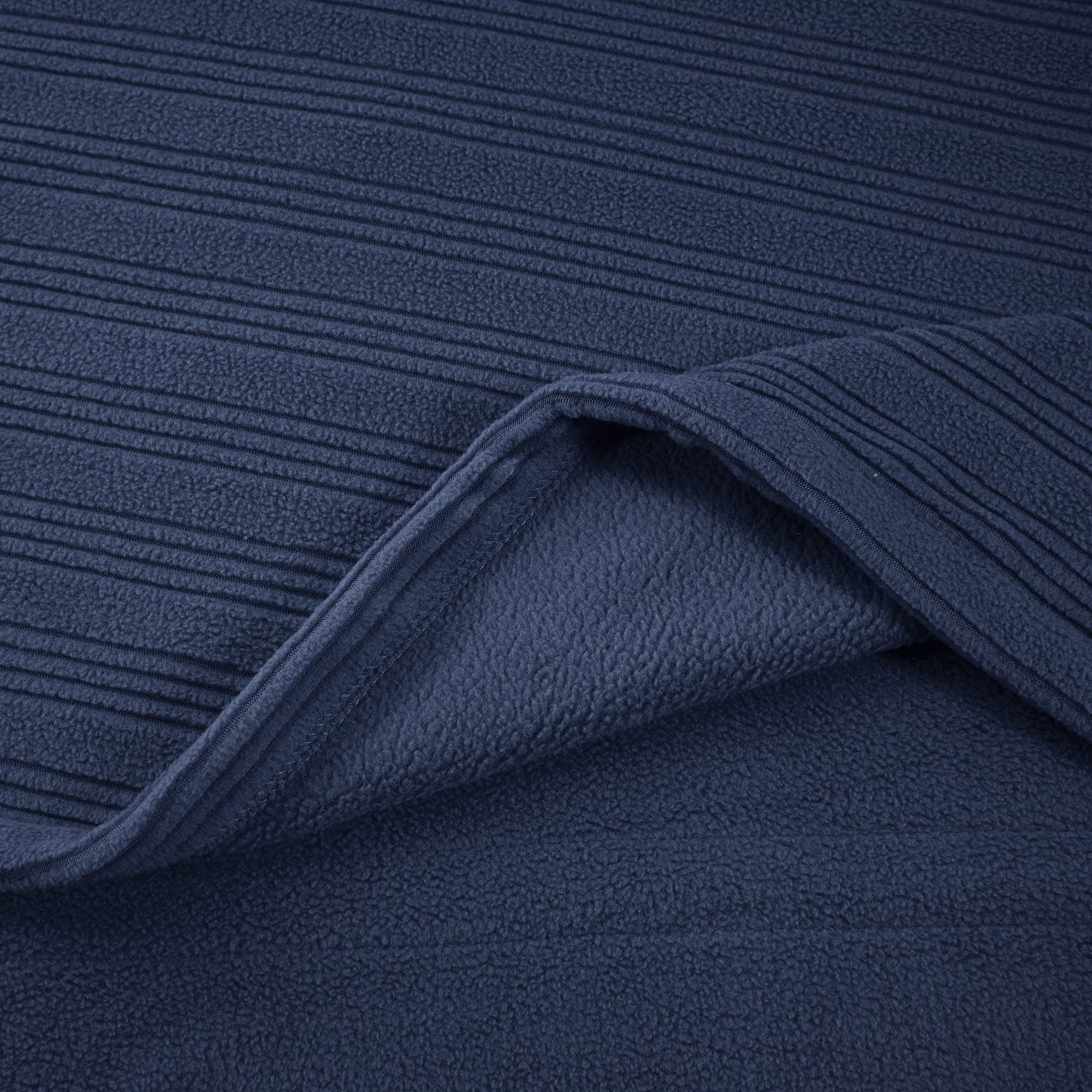 Serta Travis Fleece Ultra Soft Tri-Rib Textured Electric Blanket, Cozy and Snuggly Cover Fast Heating for Cold Weather, Auto Shut Off, Multi Heat Setting Controller, King, Indigo