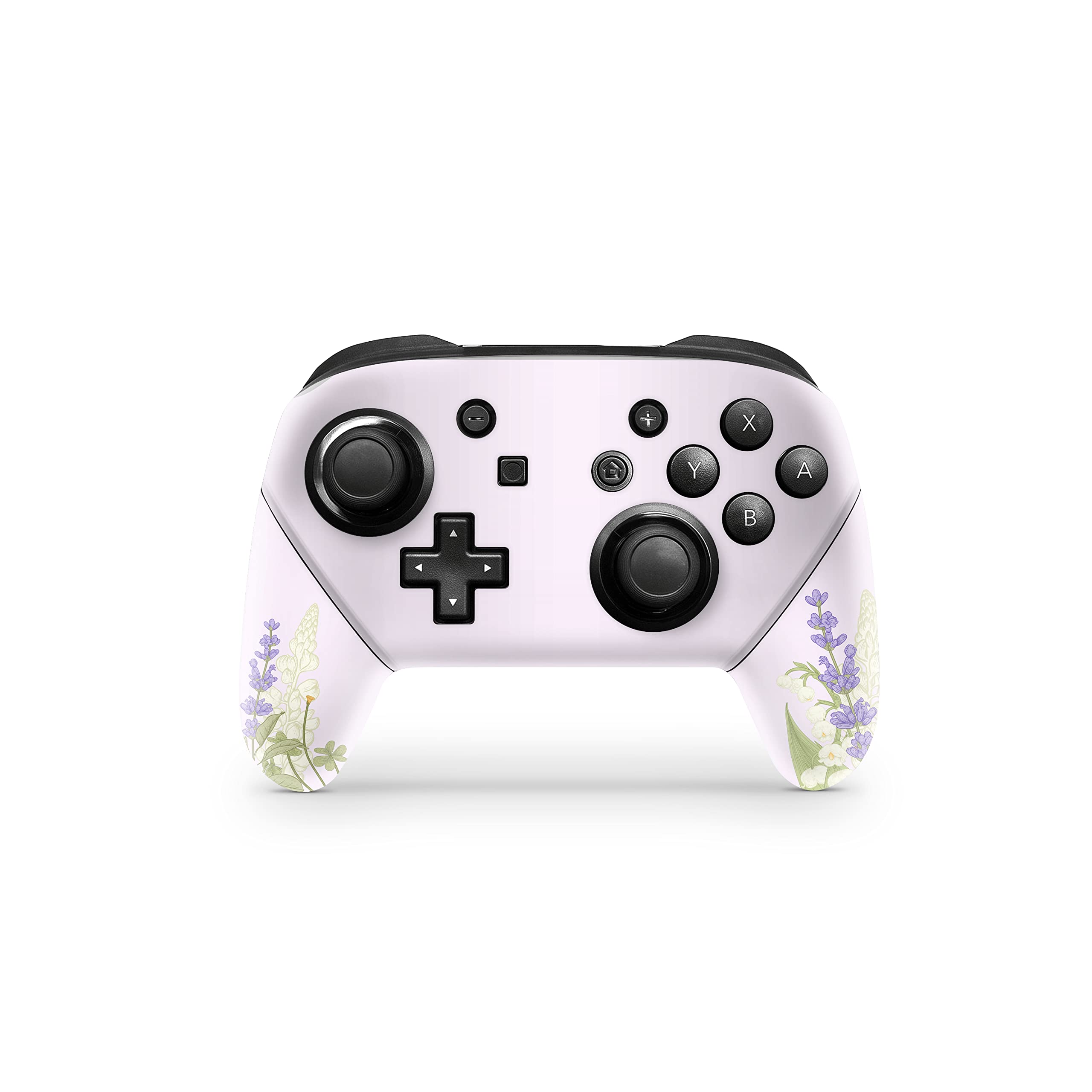 TACKY DESIGN Lavender Skin for Nintendo Switch Controller Skin, Watercolor Flowers Sticker Compatible for Pro Controller Skin Leaf Vinyl 3m Decal Full wrap Cover