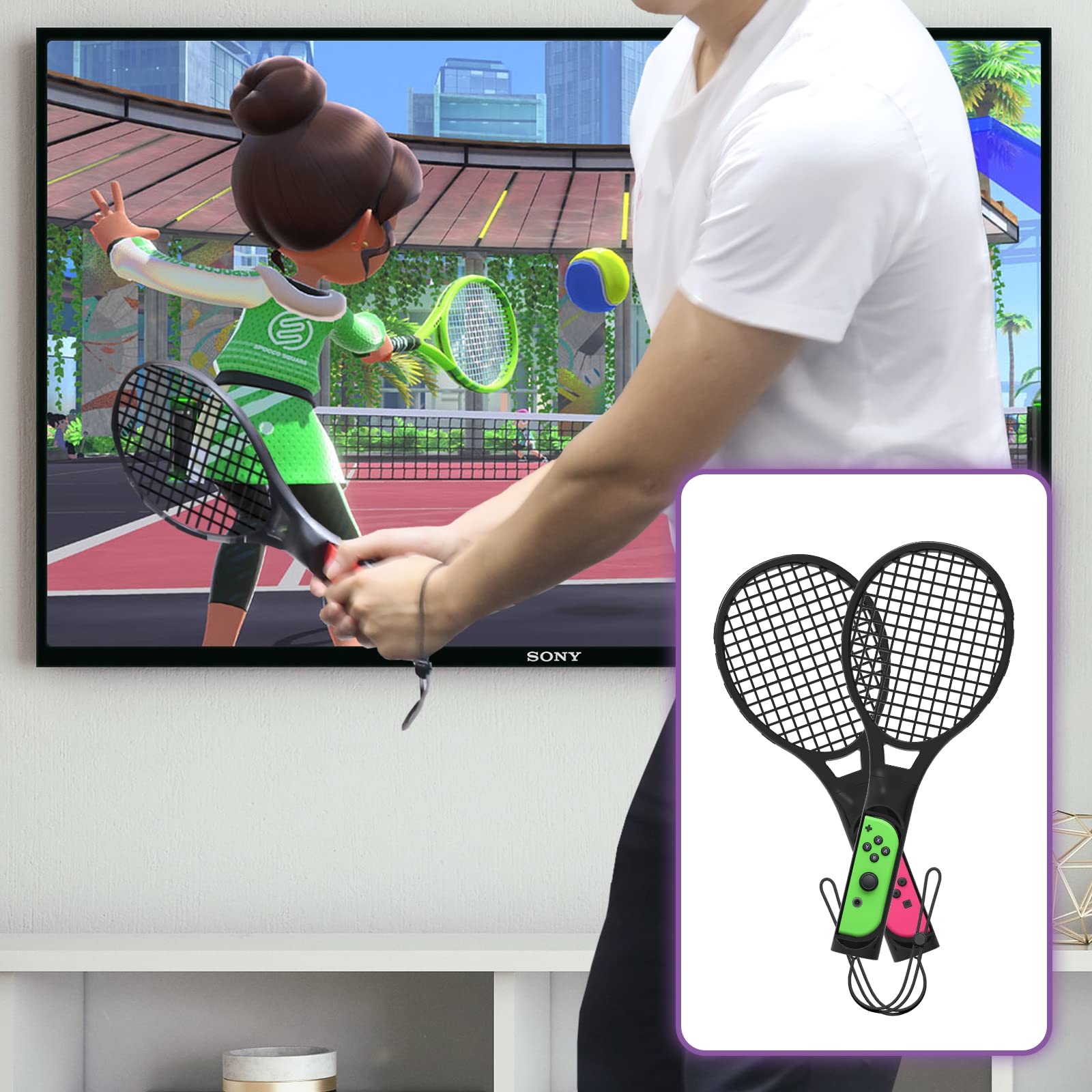 Switch Sports Accessories Bundle - EJGAEM 12 in 1 Accessories Kit Compatible with Nintendo Switch & OLED : Golf Culb,JoyPad Grips,Sword,Wrist Wrap,Comfort Leg Strap and Tennis Rackets