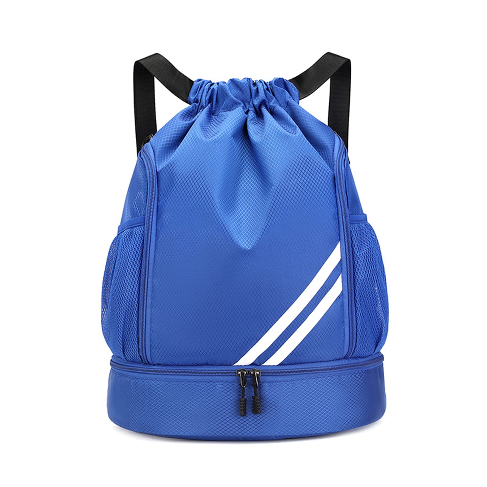 MUNTICO Waterproof Drawstring Backpack Sports Backpacks With Shoe Compartment Large Gym Drawstring Bags for Men Women (Blue)