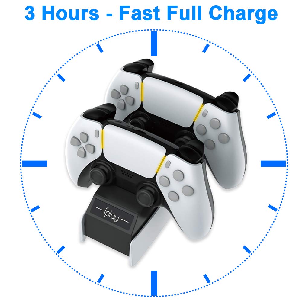 PS5 Charging Station, arVin PS5 Controller Charger Station with USB Type C Fast Charging Cable, Upgrade Click-in Design PS5 Dual Charger Dock Stand for Sony Playstation 5 Controller Dualsense
