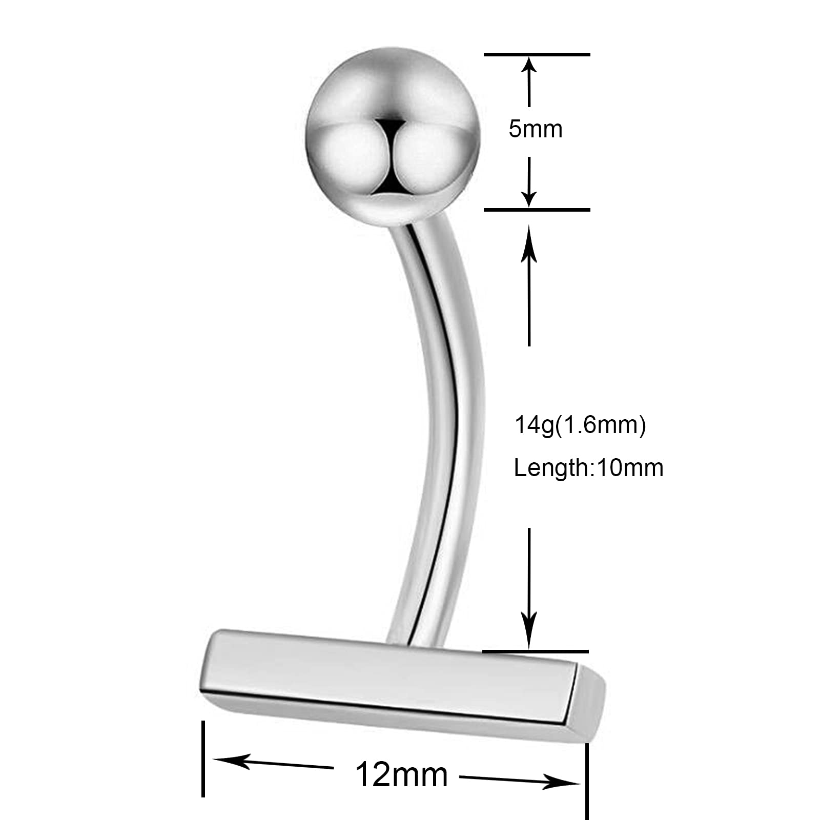 SERYNOW 14g Bar Belly Button Rings Piercing Surgical Steel Belly Button Piercing Bar Belly Rings Curved Navel Barbell Piercing Jewelry (Silver Gold Rose Gold 3pcs)