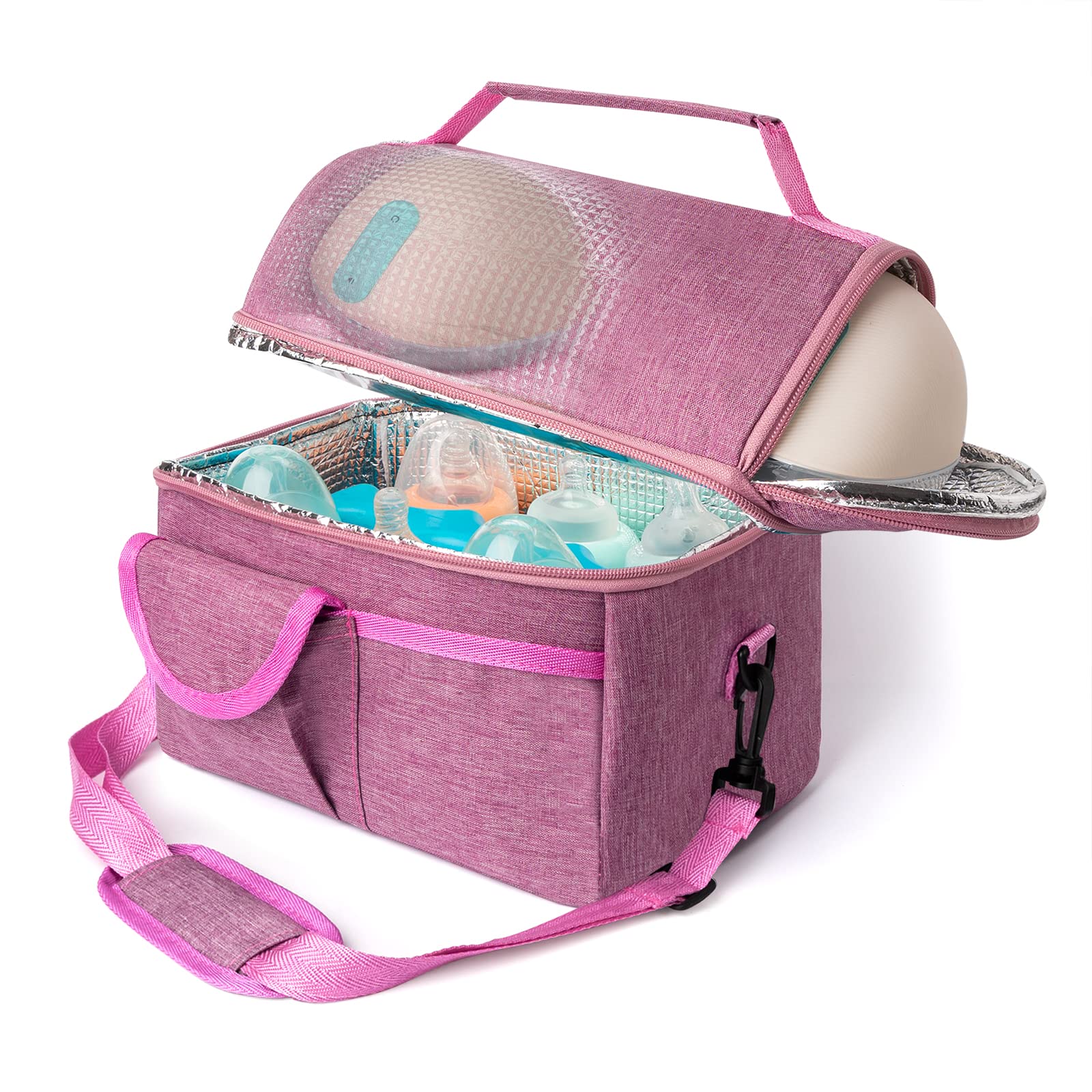 Wearable Breast Pump Bag with Cooler, Compatible with Willow, Elvie, Momcozy Breast Pump, Insulated Storage Container Case for Hand Free Breast Pump