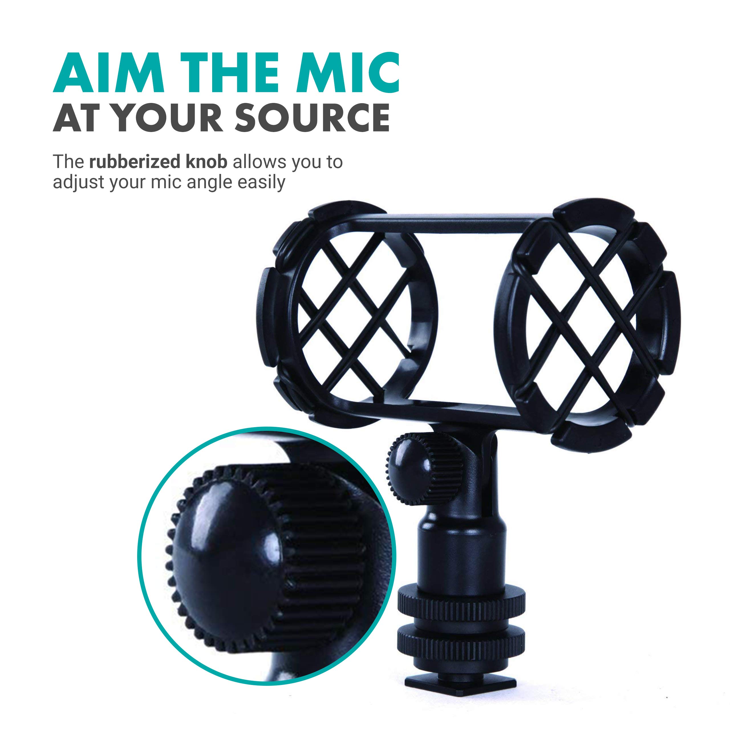 Movo SMM1 Microphone Shock Mount with Camera Cold Shoe for Shotgun Microphones 19-25mm in Diameter (Including Rode NTG-1, NTG-2, Sennheiser MKE-600)