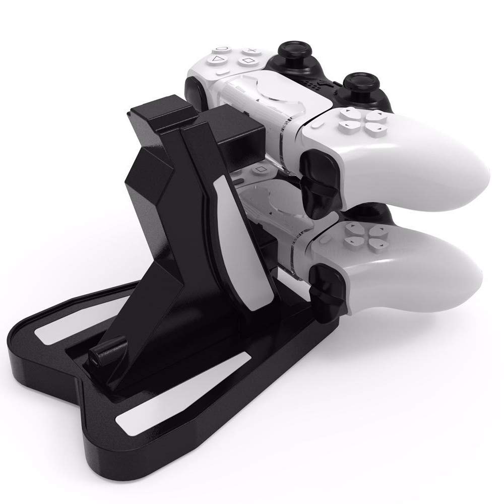 PS5 Controller Charger, Remote Charging Station for Playstation 5, Dual USB C for DualSense Wireless Controller - Black and White