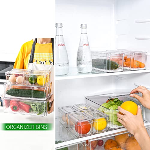 Pure Future 7 Pack Refrigerator Organizer Bins Stackable with Lids, Fridge Organizers and Storage Clear, BPA Free Kitchen and Pantry Organization, Food Storage Containers for Fruits & Vegetables1