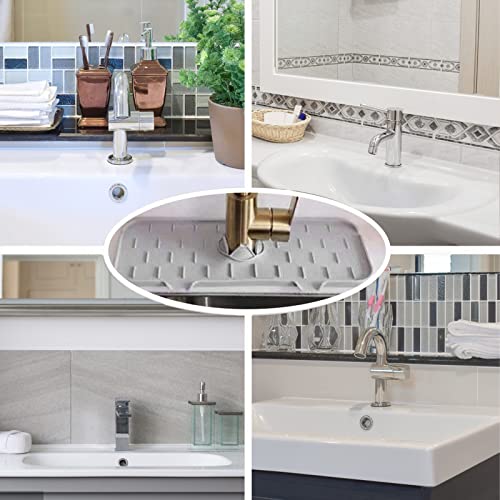 Silicone Faucet Handle Drip Catcher Mat, COCOJAM Kitchen Guard Silicone for Faucet, Silicone Faucet Splash Catcher, Silicone Faucet DripTray (Grey)