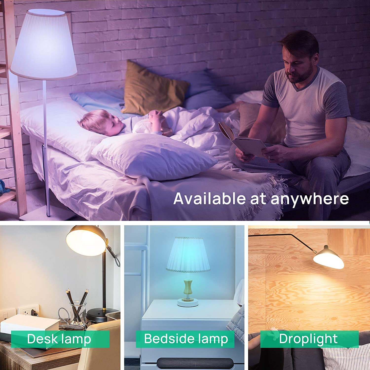 Smart Bulb, Color Changing Light Bulb, Smart WiFi Light Bulbs That Work with Alexa & Google Assistant, A19 RGBW Alexa Dimmable LED Light Bulb No Hub Required, 2.4Ghz WiFi, 4 Pack