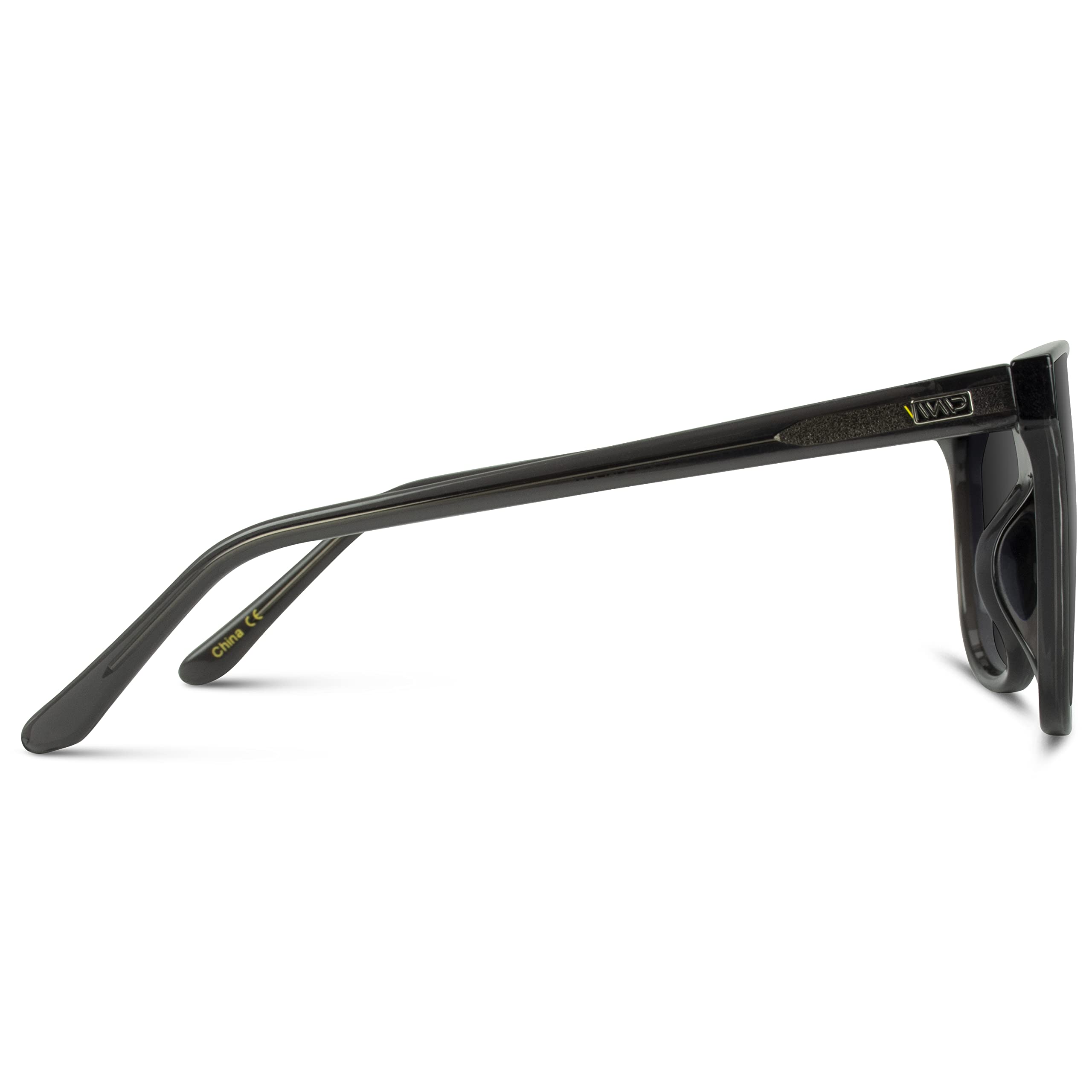 WearMe Pro - Women Polarized Oversized Full Mirrored Lens Square Fashion Style Sunglasses (Black)