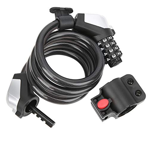 Vakitar Portable Mountain Bike Password Cable Lock with Light 4‑Digit Combination