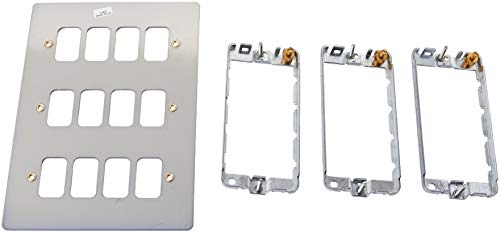MK Edge K14352BRC 12-Module Grid Plus Frontplate with Frames - Brushed Chrome
