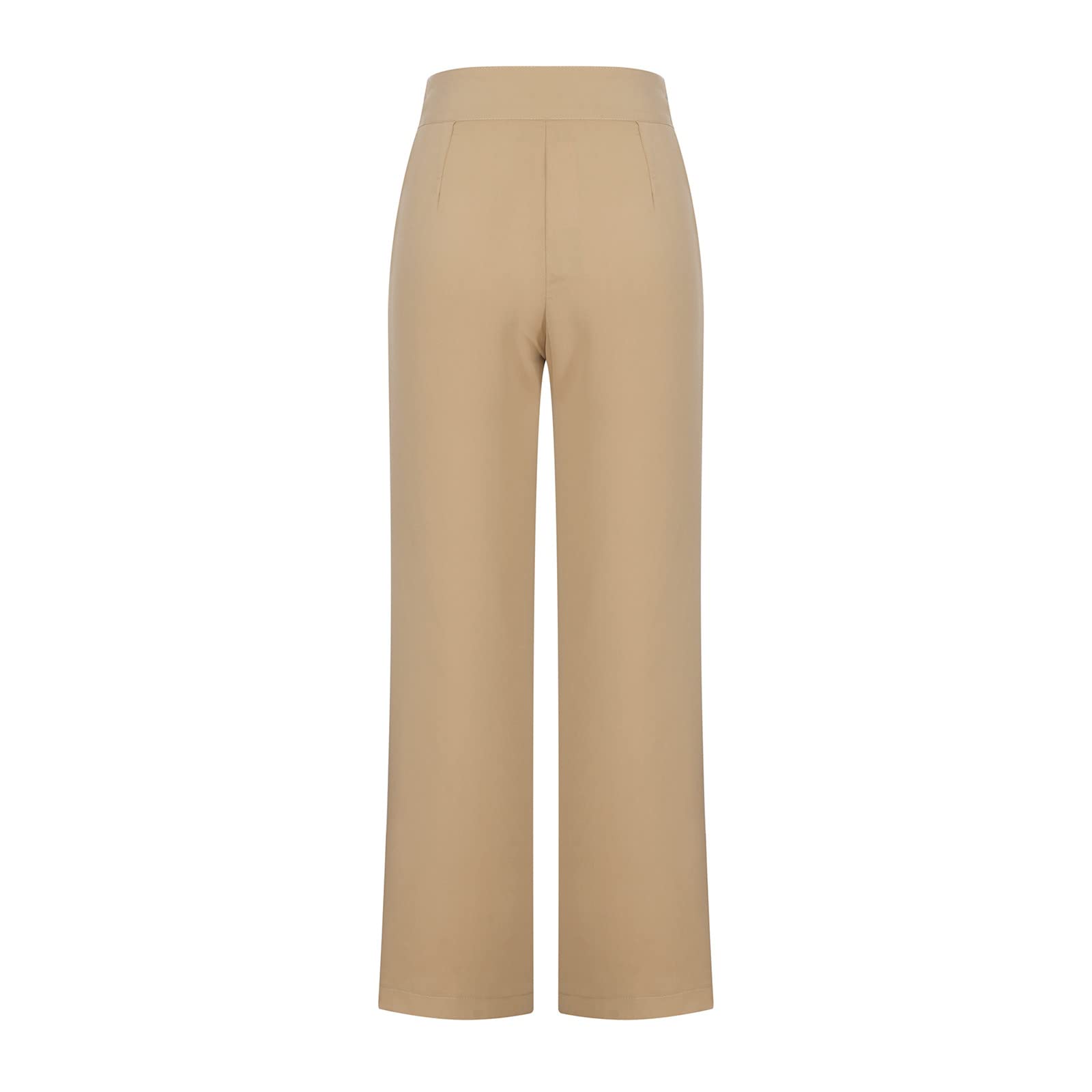 tuduoms Slacks for Women's Work Casual High Waisted Pleated Pants Plus Size Stretch Dress Pants Straight Long Palazzo Pants Khaki
