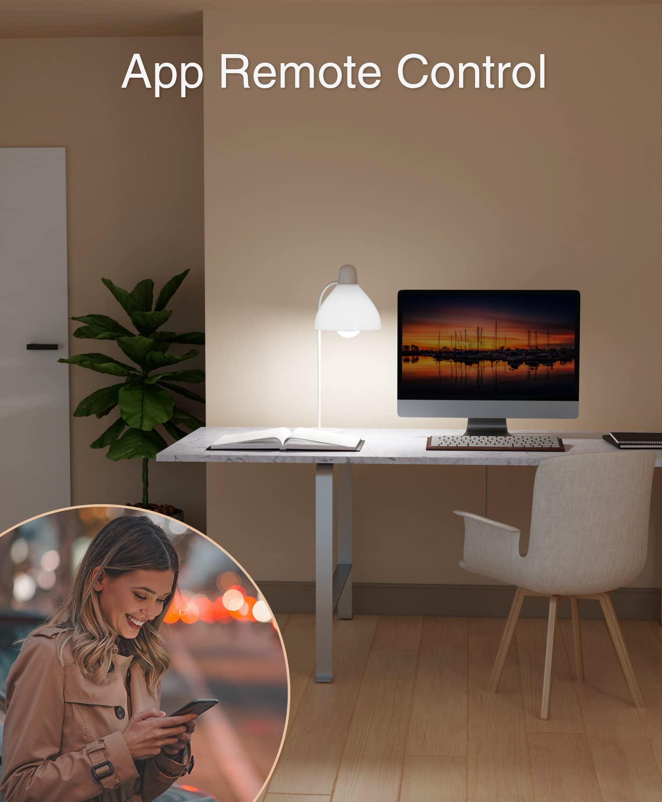 Smart Light Bulb, E26 A19 WiFi Bulb Compatible with Alexa and Google Home, Dimmable 800 Lumens LED Light Bulbs, 2700K Warm White to 6500K Daylight Tunable, App Go_sund Control, No Hub Required, 4 Pack