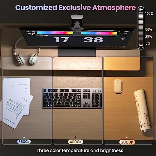 Quntis Monitor Light RGB Backlight, Eye-Care Dual Light Computer Light Bar Gaming Office Desk Lamp, 15 Modes Dimmable Backlight, 3 Color Temperature Adjustable Brightness, Ra95 Screen Light Bar