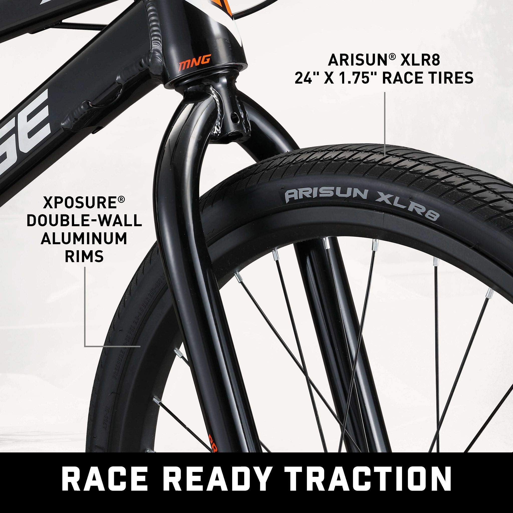 Mongoose Title Elite Pro BMX Race Bike with 24-Inch Wheels in Black for Advanced and Returning Riders, Featuring Professional-Grade 6061 Tectonic T1 Biaxial Hydroformed and Butted Aluminum Frame