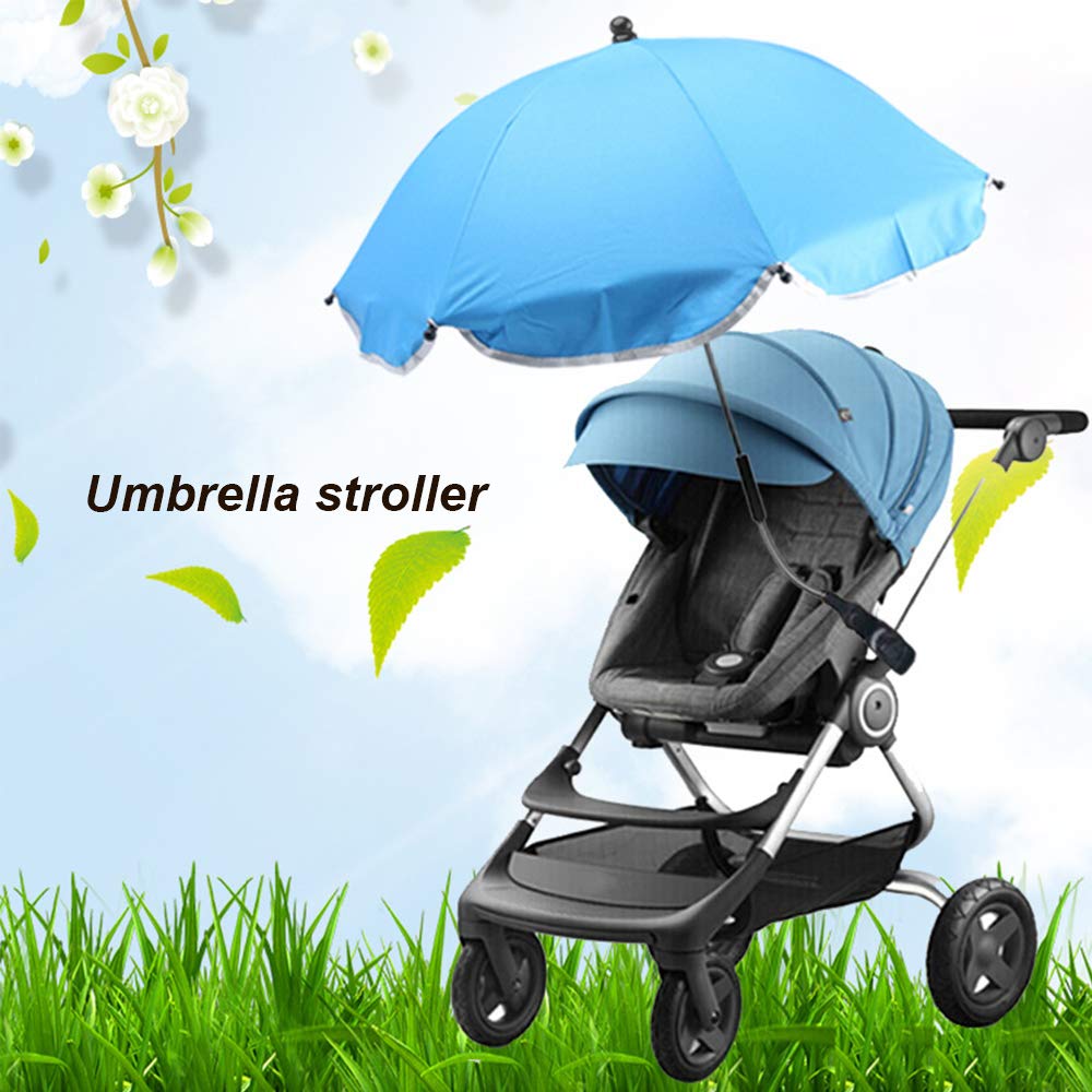 Nakazawa Baby Stroller Parasol, Clamp-On Shade Umbrella, with Umbrella Clip Fixing Device, for Baby Beach Chairs, Bleachers, Strollers (blue, small)