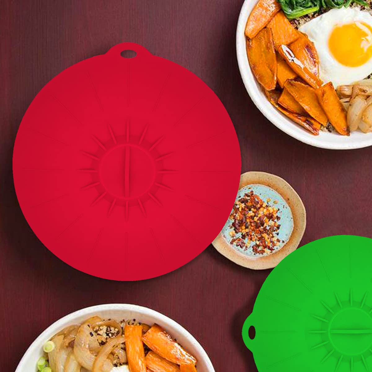 Silicone Lids for Bowls and Food Covers,7 Pack 5 Sizes Silicone Lids,Microwave Cover for Food,Reusable Silicone Bowl Covers,Silicone Lids for Pots and Pans Food Storage Cups Cans