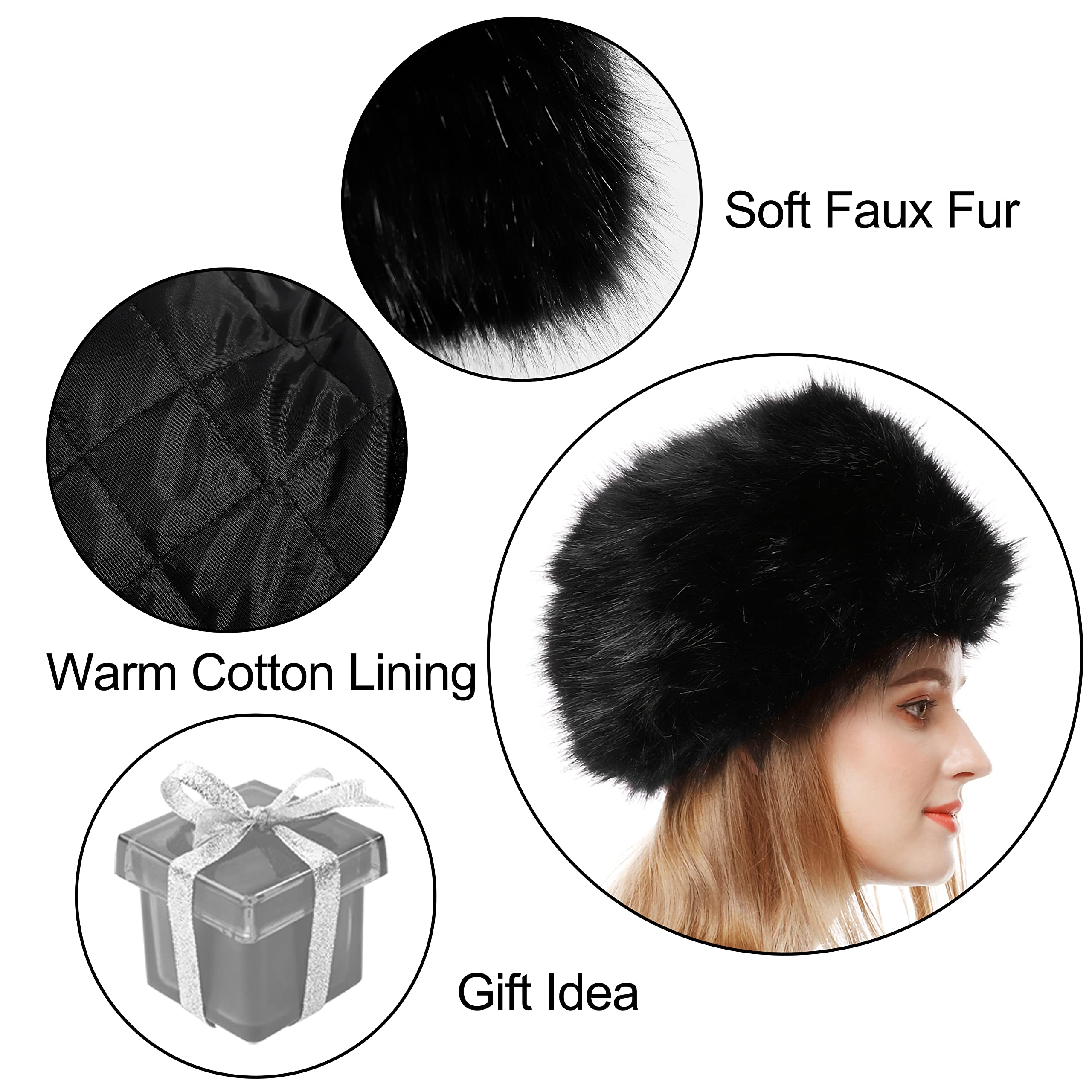 Lovful Winter Women Faux Fur Russian Cossack Style Hat Winter Hat,White