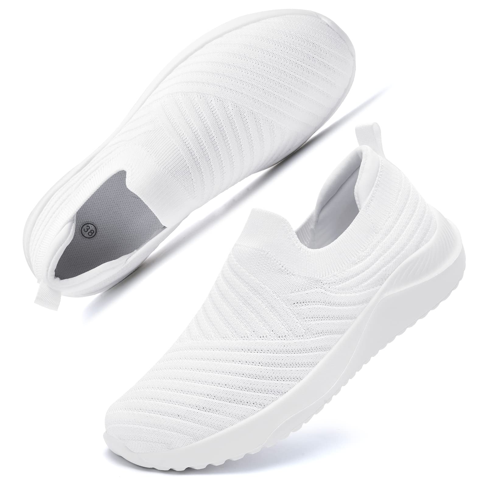 PPQ Women's Slip On Walking Shoes-Memory Foam Lightweight Comfortable and Soft Casual Workout Shoes and White Sneakers, Work Shoes
