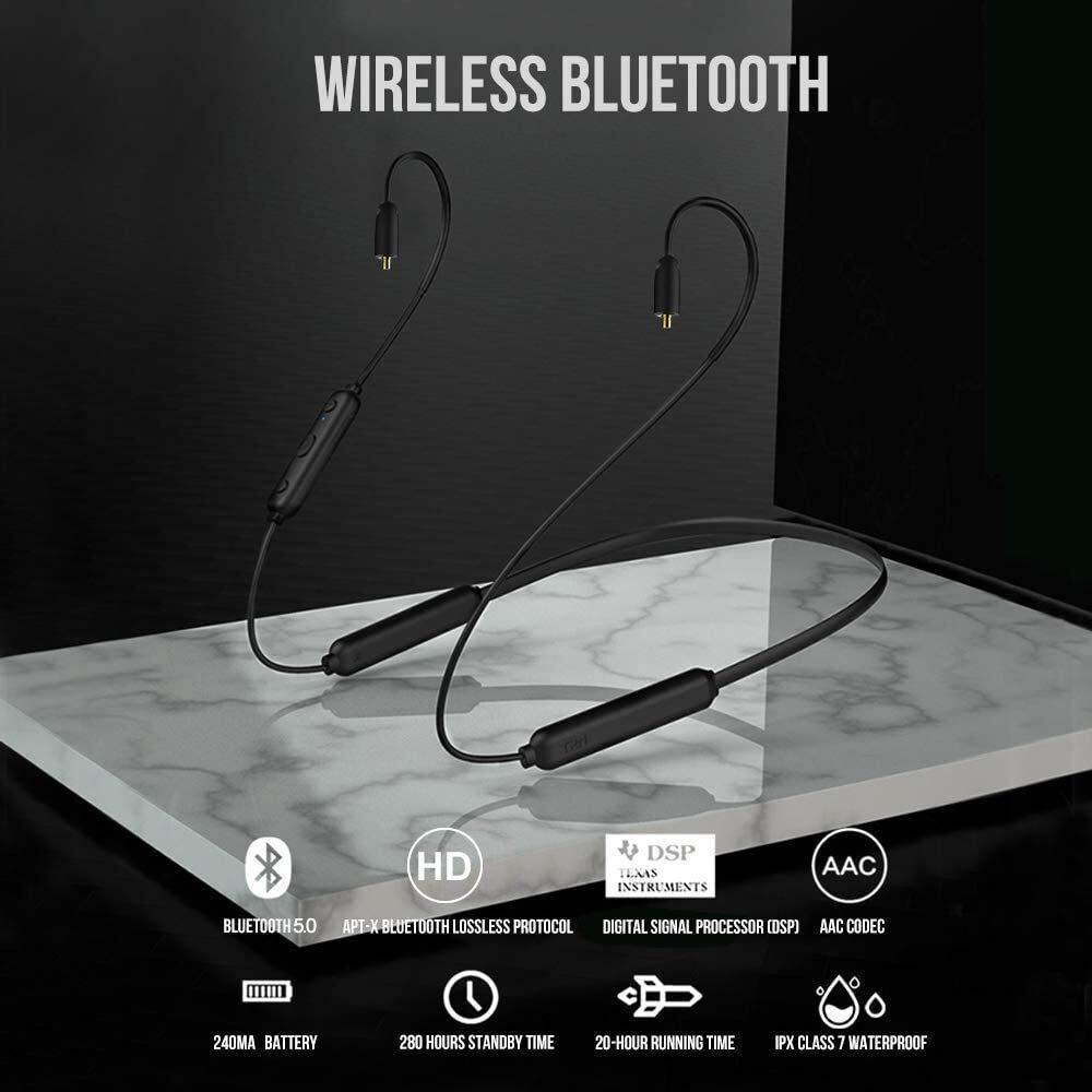 okcsc Wireless Headphone Cable, BT3S Wireless Earbuds Cable 0.75mm 2pin Supporting Apt-x & AAC,20 Hours Playback Earphone Connector for KZ AS10 zst;TRN v80 x6 IM2(0.75mm Jack)