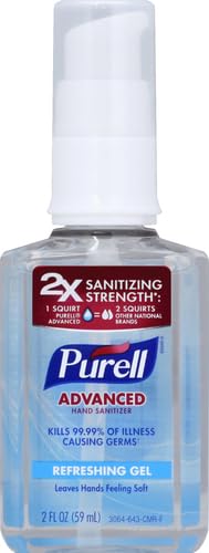 PURELL Advanced Hand Sanitizer Refreshing Gel, Clean Scent, 2 fl oz Travel Size Pump Bottle (Pack of 1) – 3050-24-CMR