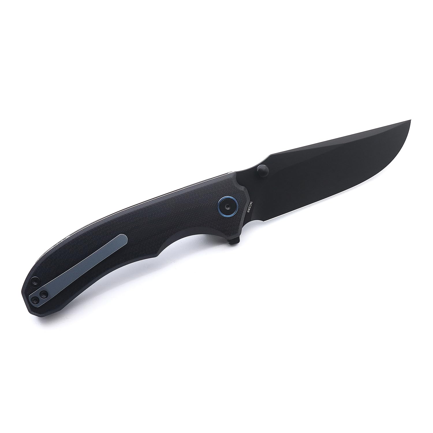 Miguron Knives M Centurion Flipper Folding Knife 3.5" Black PVD 14C28N Blade Black G10 Handle Pocket Knife MGR-812BK