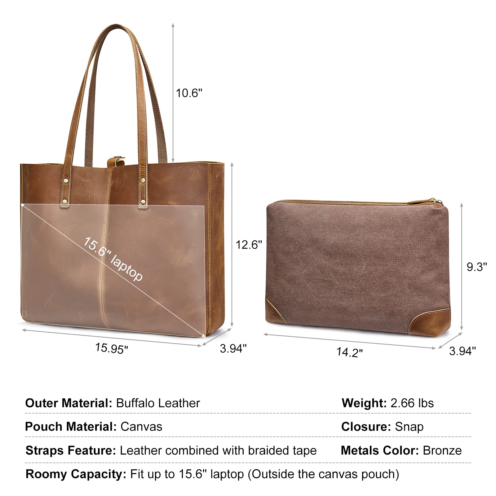S-ZONE Women Genuine Leather Tote Bag Shoulder Handbag Bundle with Bucket Crossbody Purse