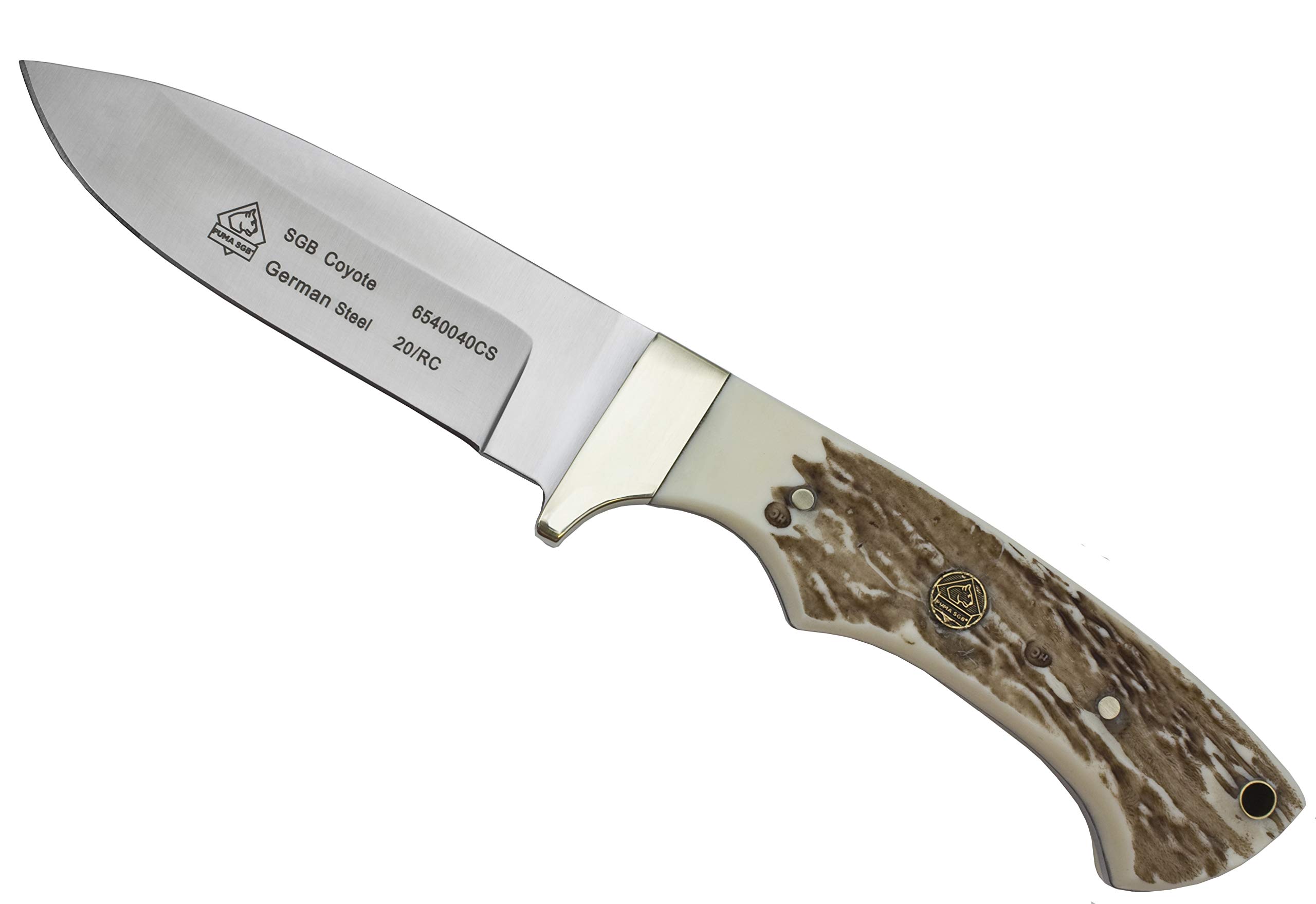 SGB Puma Coyote POM Commando Stag Hunting Knife with Leather Sheath