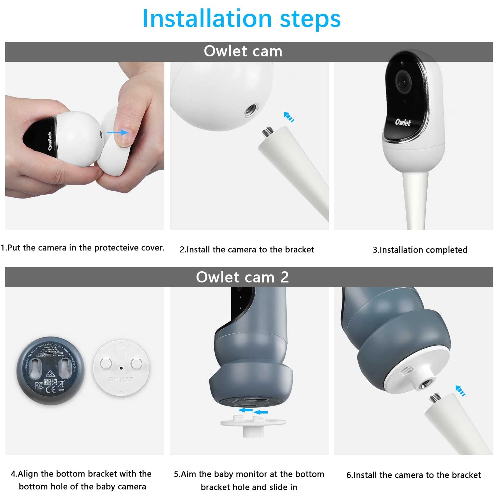 XLTTYWL Owlet Baby Camera Mount with 1/4 Screw Connection Crib Accessories Compatible with Owlet Cam/Cam 2/Duo/Duo 2 and Arlo Cameras(Gooseneck Shape Mount)