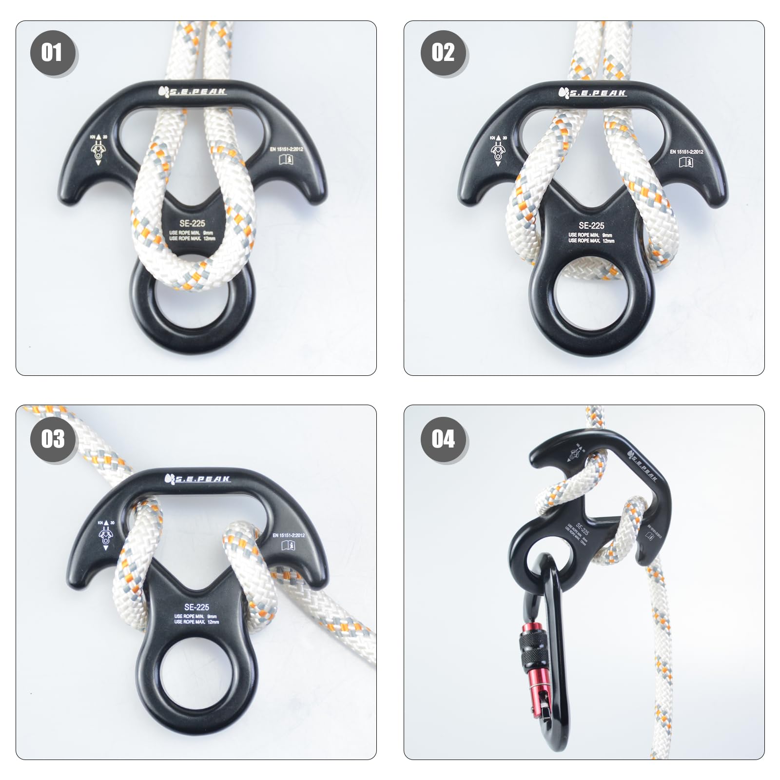 S.E.PEAK 35kN Rescue Figure 8 Descender Climbing Gear Downhill Equipment Rigging Plate Rappeling Device for Rock Climbing/Aluminum Alloy,Red