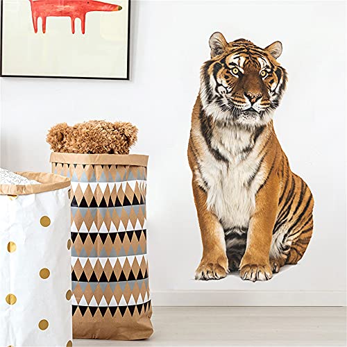ROFARSO Lifelike Cool Tiger Jungle Animal Wall Stickers Removable Wall Decals Art Decorations Decor for Bedroom Living Room Murals
