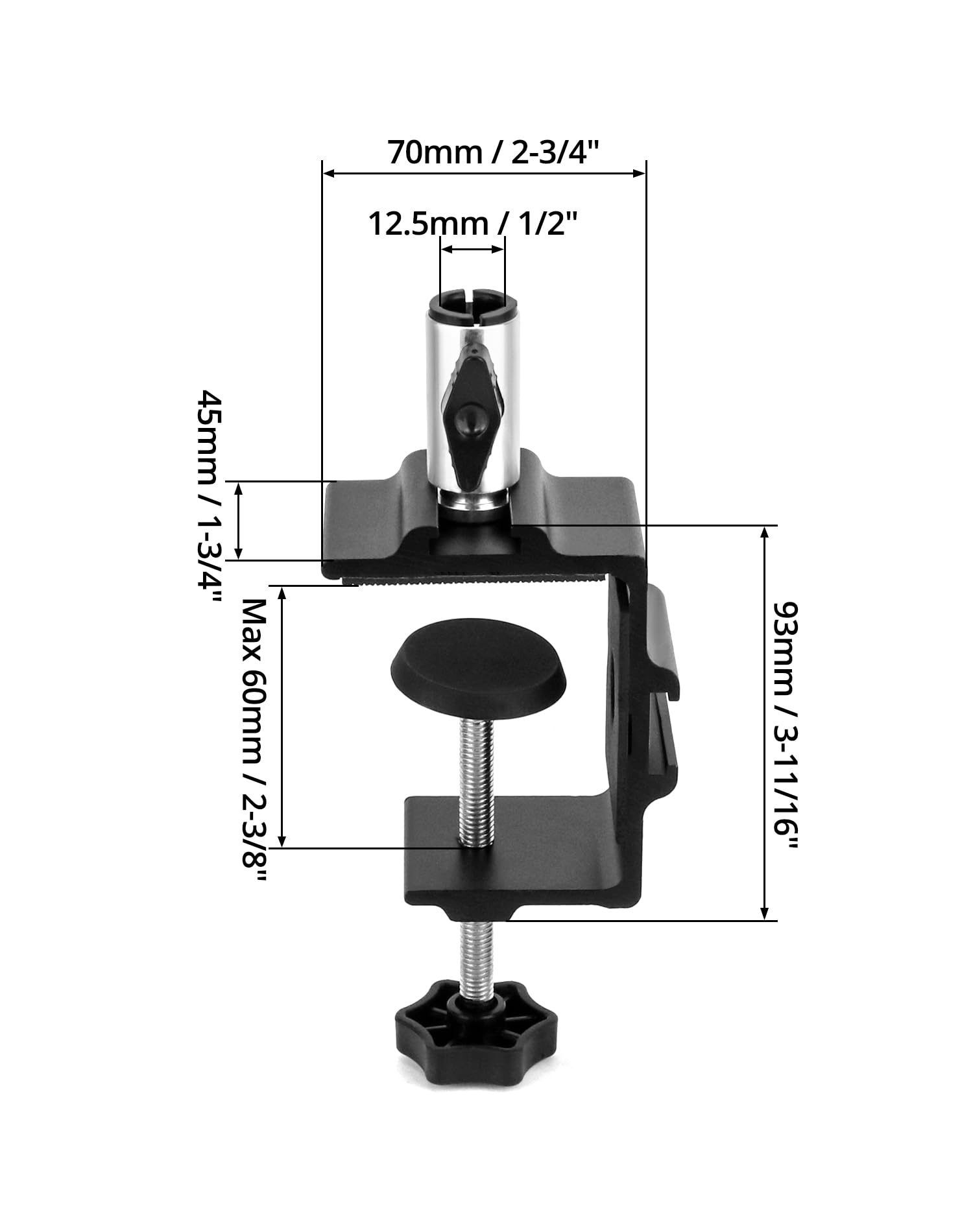 QWORK Replacement Clamp for Magnifying Desk Lamp, 2 Pack Heavy-Duty Metal Table Mount Clamp, Desk Table Mount C Clamp for 1/2” Base Magnifying Lamp, Mic Microphone, Desk Lamp, Magnify Lamp