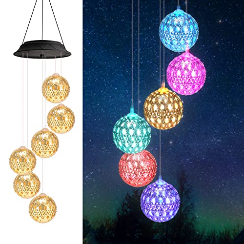 Yard Decor Lights, Solar Wind Chimes, Hanging Solar Lights Ball Wind Chimes,2023 Gifts for Women/Mom/Grandma/Wife/Daughter/Sister/Aunt, Birthday Gifts,Gardening Gift for Christmas,Outdoor Decorations
