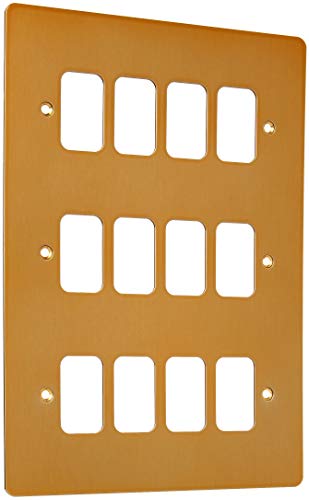 MK Edge K14352SAG 12-Module Grid Plus Frontplate with Frames - Satin Gold