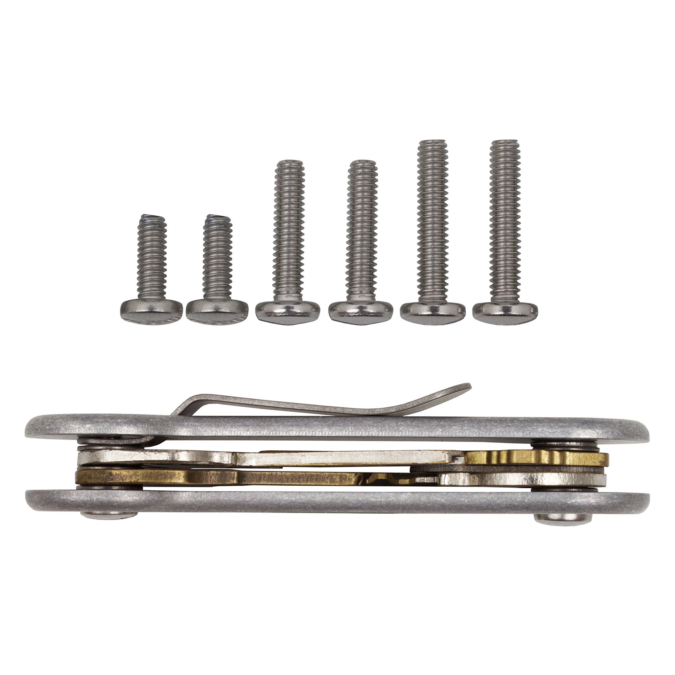 Stonewashed Aluminum KeyBar | Everyday Carry Compact Key Holder Multi-Tool and Keychain Organizer with Pocket Clip (Holds up to 12 Key) Made in the USA