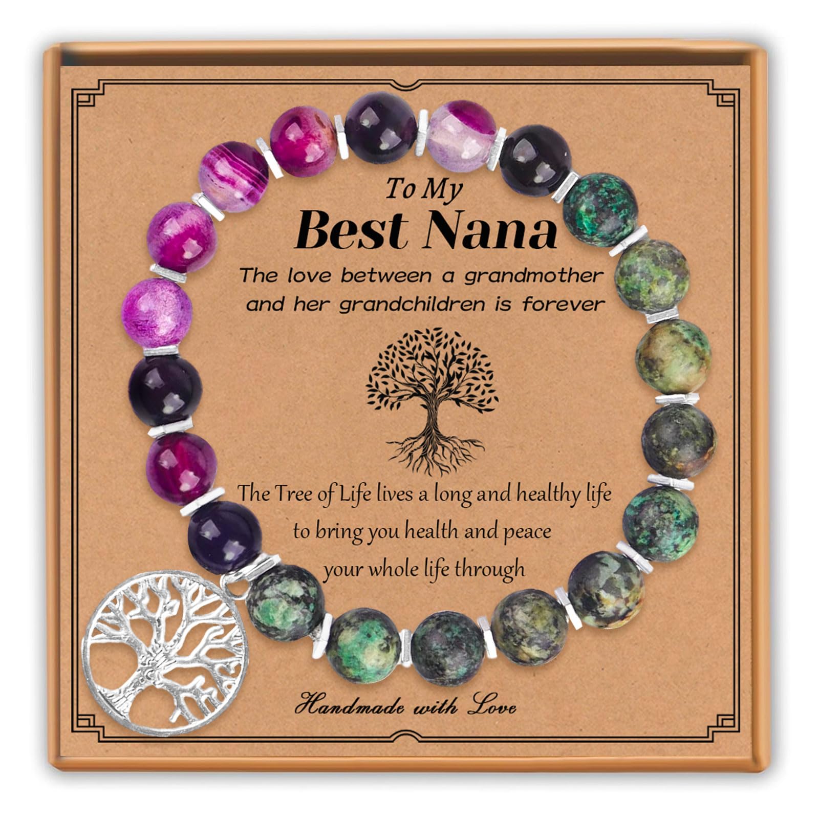 Nana Bracelet Grandma Bracelet Gifts for Grandma/Nana, Tree of life Natural Stone Bracelet for women,Grandma Birthday Gifts Nana Gifts