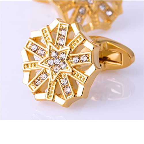 Shirts Men's Cufflinks Gold Shine Cufflinks Buttons Wedding Guest Shirts Cuff Accessories (Color : A, Size : 17 * 17mm) (A 17 * 17mm)