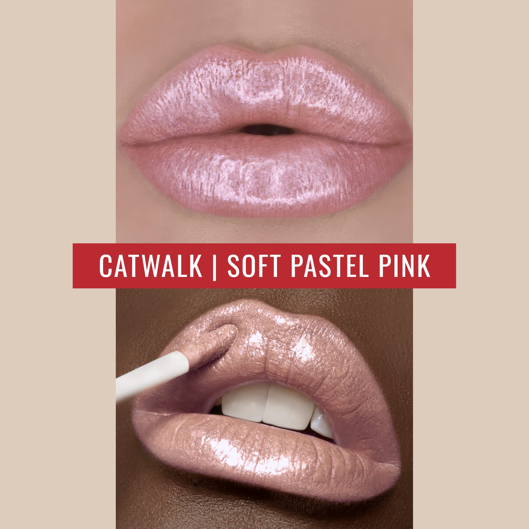 Runway Rogue LuxGloss Lip Gloss, High-Pigment Shimmer Soft Pastel-Pink Lip Gloss, ‘Catwalk’