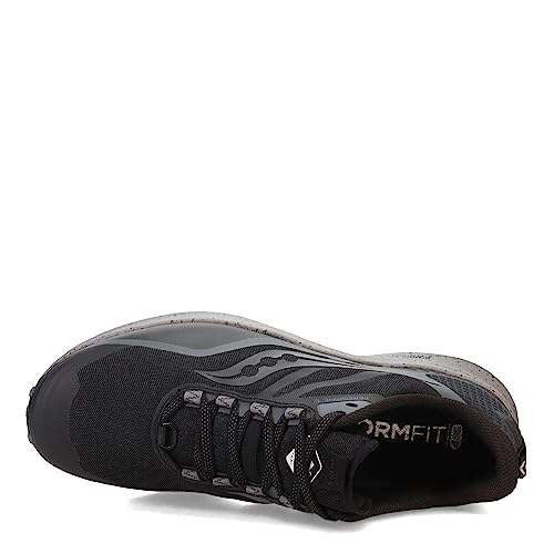 Saucony Men's Peregrine 12 Trail Running Shoe, Black/Charcoal, 11 Wide