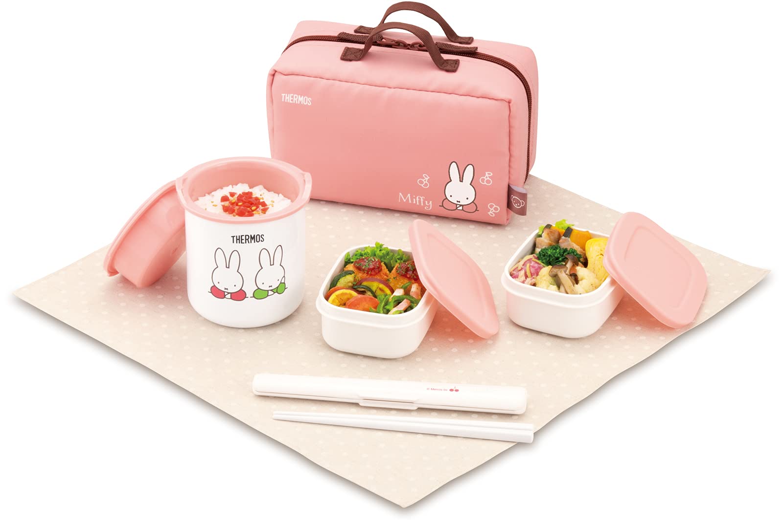 Thermos DBQ-255B LP Insulated Lunch Box, Approx. 0.6 Cups, Miffy Light Pink