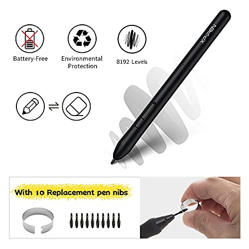 XPPen Deco Fun L Graphic Drawing Tablets 10x6 Inches Digital Drawing Pad Art Tablet with 8192 Levels of Pressure Battery-Free Stylus for Digital Drawing, Animation, Online Teaching(Black)